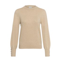 Strickpullover Kaffe "Strickpullover KAlizza", Damen, Gr. L, beige (feather gray melange), Obermaterial: 80% Viskose LENZING ECOVERO CV LenzEcov. 20% Nylon NY., Pullover Strickpullover