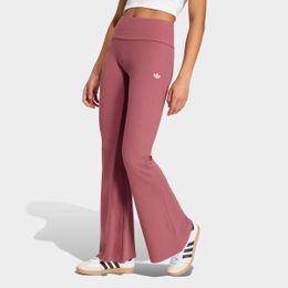 Leggings adidas originals "ESSENTIALS, AUSGESTELLT, GERIPPT", Damen, Gr. L, N-Gr, rosa (quiet crimson, normal, gr.), Obermaterial: 47% Viskose, 43% Baumwolle, 10% Elasthan, Hosen Leggings