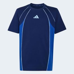 T-Shirt adidas Sportswear "J CB T", Jungen, Gr. 116, dunkelblau, royal blau, glow blau, Obermaterial: 100% Baumwolle, Rundhals, Shirts T-Shirt