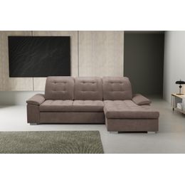Ecksofa WERK2 "Carmen, 264 x 170 cm, mit Bettfunktion & Bettkasten, L-Form", braun, B:264cm H:105cm T:170cm, 92% Polyester, 8% Nylon, Sofas, Ecksofa, optional Sitztiefenverstellung