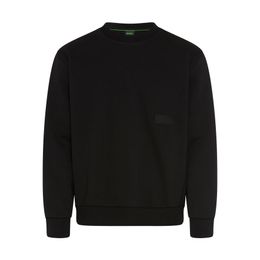 Sweatshirt BOSS Green, Herren, Gr. L, schwarz (schwarz001), Sweatware, Obermaterial: 88% Baumwolle, 12% Polyester, unifarben, relaxed fit normal, Rundhals, B&uuml;ndchen, Sweatshirts Sweatshirt, Rundhalsausschnitt, Relaxed Fit, Logo-Badge