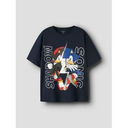 T-Shirt name it "NKMJULLE SONIC SS NREG TOP NOOS SKY", Jungen, Gr. 116, navy blazer, Jersey, Obermaterial: 100% Baumwolle, bedruckt, regular fit normal, Rundhals, Shirts T-Shirt, Baumwolle, regular fit