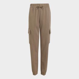 Sporthose adidas Sportswear "ESSENTIALS KIDS", M&auml;dchen, Gr. 128, N-Gr, khaki six, blanch braun,, Obermaterial: 52% Baumwolle, 48% Polyester, Hosen Sporthose