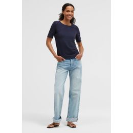 Rundhalsshirt SENSES.THE LABEL, Damen, Gr. L, night navy, Single Jersey, Material: 65% Viskose, 30% Polyamid, 5% Elasthan, unifarben, regular fit normal, Rundhals, eingesetzt gerader Abschluss, Shirts Rundhalsshirt