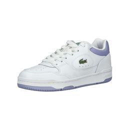 Sneaker Lacoste "Lacoste Sneaker Leder", Damen, Gr. 39, wei&szlig; (wei&szlig;, lila), Leder, Schuhe Sneaker