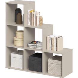 Raumteilerregal FMD "Mega 2", cashmere, B:104,3cm H:106,5cm T:32,6cm, Holzwerkstoff, Regale