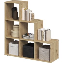 Raumteilerregal FMD "Mega 2", artisan eiche, B:104,3cm H:106,5cm T:32,6cm, Holzwerkstoff, Regale