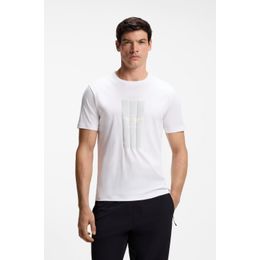 T-Shirt BOSS Green "Porsche Spirit 70 Capsule Collection", Jungen, Gr. M, wei&szlig;100, Single Jersey, Obermaterial: 100% Baumwolle, unifarben, regular fit normal, Rundhals, abgesteppte Kante, Shirts T-Shirt, Premium Herrenmode Innovative Geruchskontroll-Technologie HEIQ MINT