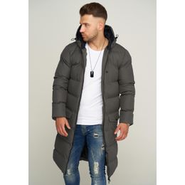 Parka Soulstar "Winterjacke als Langer Steppmantel - Winterparka", Herren, Gr. M, grau (charcoal), Obermaterial: 100% Polyester PES., Jacken Parka