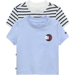 T-Shirt Tommy Hilfiger "FLAG SMILE 2 PACK TEE S/S", Jungen, Gr. 68, sweet blau, Jersey, Obermaterial: 93% Baumwolle, 7% Elasthan, unifarben, regular fit normal, Rundhals, eingesetzt abgesteppte Kante, Shirts T-Shirt, Regular fit mit Rundhalsausschnitt f&uuml;r Babys