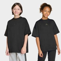 T-Shirt adidas Sportswear "J FI OVSZ TEE", Jungen, Gr. 128, schwarz, schwarz, Obermaterial: 53% Baumwolle, 47% Polyester, Rundhals, Shirts T-Shirt, f&uuml;r Kinder, mit Rundhalsausschnitt, ohne Verschluss, aus Baumwolle