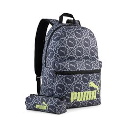 Rucksack Puma "PHASE AOP BACKPACK SET", grau (moody gray, smokey gray, geometric aop), Rucks&auml;cke, Netz, Obermaterial: 100% Polyester, gemustert, Rucksack, f&uuml;r vielseitige Eins&auml;tze, sportlicher Stil