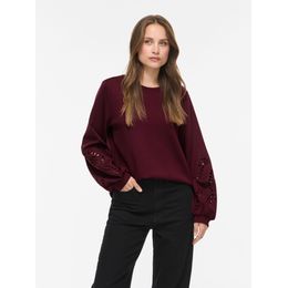 Sweatshirt Vila "VISANDY L/S DETAIL SWEAT TOP - NOOS", Damen, Gr. L, port royale, Sweatware, Obermaterial: 50% Viskose, 44% Polyester, 6% Elasthan, unifarben, regular fit normal, Rundhals, Sweatshirts Sweatshirt, Viskosemischung, regular fit