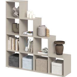 Raumteilerregal FMD "Mega 2", cashmere, B:138,5cm H:141,5cm T:32,6cm, Holzwerkstoff, Regale