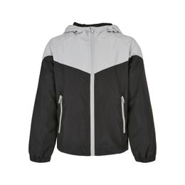 Allwetterjacke Urban Classics "Urban Classics Herren Boys 2-Tone Tech Windrunner", Jungen, Gr. 122/128, schwarz-wei&szlig; (asphalt, schwarz), 100% Polyester, mehrfarbig, normal, ohne Ausschnitt, Jacken