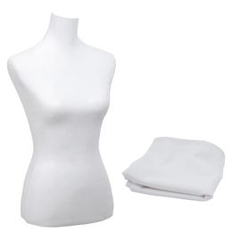 Ersatz-Bezug f&uuml;r Schneiderpuppe MCW-Q24, Stoff&uuml;berzug Schneiderpuppenbezug, Stoff/Textil ~ wei&szlig;