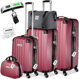 TecTake&reg; Hartschalenkoffer-Set, 19-teilig, Hartschalen aus robustem ABS-Kunststoff, 360&deg; drehbare, abnehmbare Rollen, inklusive Packw&uuml;rfelset, Kofferwaage und -anh&auml;nger