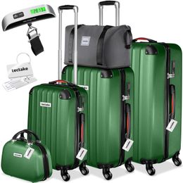 TecTake&reg; Hartschalenkoffer-Set, 19-teilig, Hartschalen aus robustem ABS-Kunststoff, 360&deg; drehbare, abnehmbare Rollen, inklusive Packw&uuml;rfelset, Kofferwaage und -anh&auml;nger