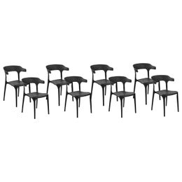 Beliani GARTENST&Uuml;HLE 8er-Set Kunststoff schwarz Gubbio