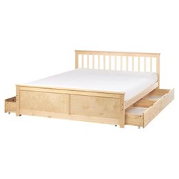 Beliani BETT mit Schubladen 160x200 cm Heller Holzfarbton Olendon
