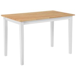 Beliani ESSTISCH 120/75/74 cm Wei&szlig;, Hellbraun Rechteckig Houston