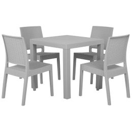Beliani GARTENM&Ouml;BEL SET 4-Sitzer Rattanoptik hellgrau Fossano