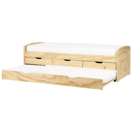 Beliani AUSZIEHBETT 90x200 cm Heller Holzfarbton Petiville