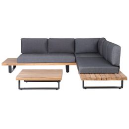 Beliani LOUNGE SET 5-Sitzer hellbraun Auflagen grau Mykonos