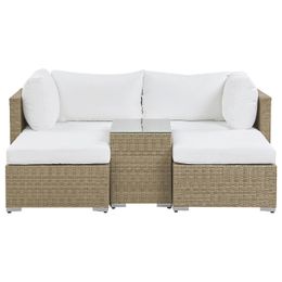 Beliani LOUNGE-SET 2-sitzer Rattan Hellbraun Noto