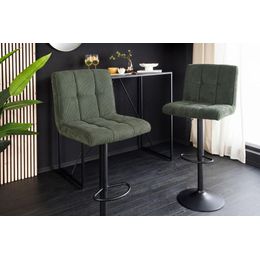 Riess Ambiente H&ouml;henverstellbarer Barhocker MODENA gr&uuml;n Cord schwarz Metall mit Lehne drehbar Riess-Ambiente f&uuml;r K&uuml;che Tresenhocker Bistrohocker K&uuml;chenhocker...