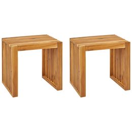 Beliani GARTENSTUHL 2er- Set Holz Heller Holzfarbton Bellano