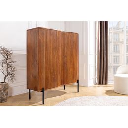 Riess Ambiente Massives Highboard GRANDEUR 120cm braun Mangoholz schwarz Metall Riess-Ambiente Natur Retro Vintage