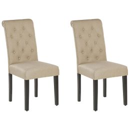 Beliani ESSZIMMERSTUHL 2er-Set Polsterbezug Beige Velva