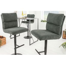 Riess Ambiente H&ouml;henverstellbarer Barhocker COMFORT gr&uuml;n Cord drehbar mit Lehne schwarz Metall Polsterstuhl Riess-Ambiente f&uuml;r K&uuml;che Tresenhocker Bistrohocker...