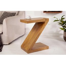Riess Ambiente Massiver Beistelltisch Z 60cm braun honey finish Mangoholz Z-Form handmade Riess-Ambiente rechteckig Natur