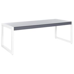 Beliani GARTENTISCH Aluminium grau/wei&szlig; 210/90 cm Bacoli