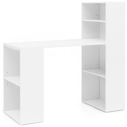 KADIMA DESIGN SCHREIBTISCH mit Regal variabel BRENTA, Wei&szlig;, 120x53x120 cm