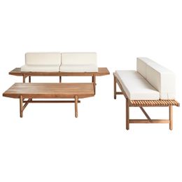 Beliani LOUNGE-SET 4-Sitzer Heller Holzfarbton Giaveno