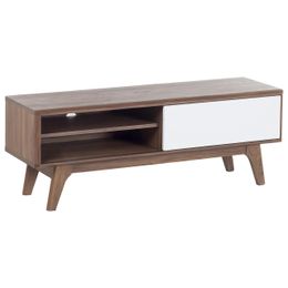 Beliani TV-M&Ouml;BEL Dunkelbraun, Wei&szlig; BUFFALO 35/117/44 cm