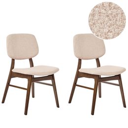 Beliani ESSZIMMERSTUHL 2er-Set Dunkelbraun/Beige Elaine