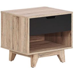 Beliani NACHTTISCH heller Holzfarbton/schwarz Spencer