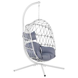 Beliani H&Auml;NGESESSEL mit Gestell Flechtseil wei&szlig; 100/108 cm Adria