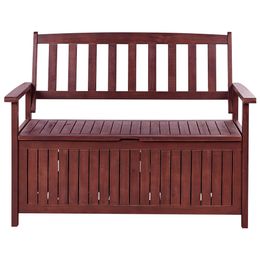 Beliani GARTENBANK Akazienholz mahagonibraun cm mit Stauraum 120 Sovana