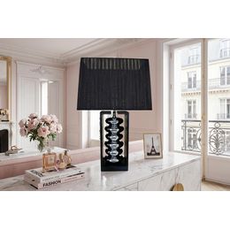 Riess Ambiente Dekorative Tischlampe GRACIA 55cm schwarz silber mit neigbarem Stoffschirm Holzfu&szlig; Riess-Ambiente Glamour Landhaus