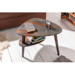 Riess Ambiente Massiver Couchtisch ORGANIC LIVING 55cm grau smoke finish Sheeshamholz zwei Ebenen Riess-Ambiente Sofatisch Wohnzimmertisch organisch Natur Retro...