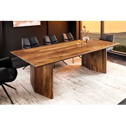 Riess Ambiente Massivholz Esstisch DIAMOND 240cm braun stone finish Sheesham mit Schweizer Kante Riess-Ambiente Konferenztisch Esszimmertisch K&uuml;chentisch...