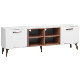 Beliani TV-M&Ouml;BEL Wei&szlig;, Dunkelbraun ALLOA 40/180/60 cm