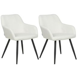 Beliani ESSZIMMERSTUHL 2er-Set Samt cremewei&szlig; Casmalia