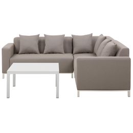Beliani LOUNGE SET 5-Sitzer cremewei&szlig; rechtsseitig modular Belize