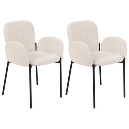 Beliani ESSZIMMERSTUHL 2er-Set Stoff Beige Albee
